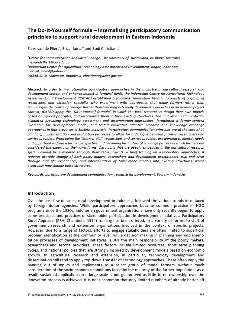 Internalising Participatory Communication Principles To Support Rural ...