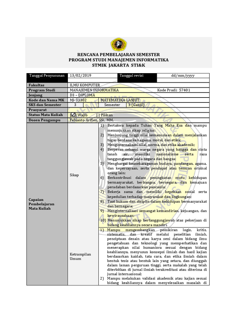 Rps Matematika Lanjut | PDF