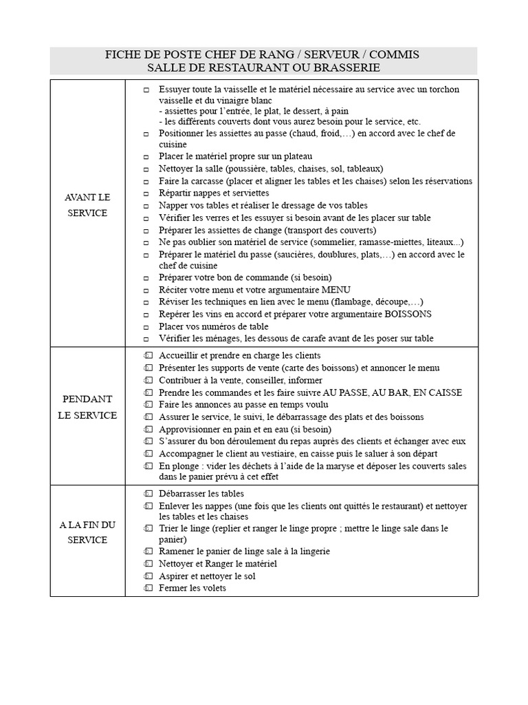 Fiche Poste Serveurs | PDF