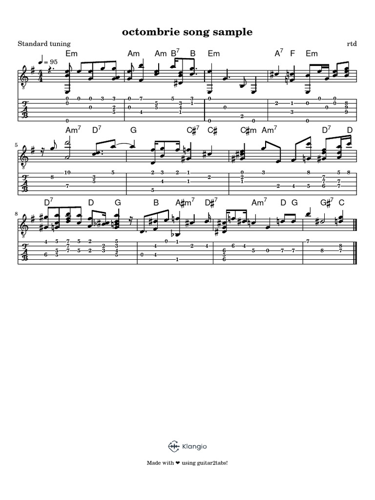 Octombrie Song Sample Guitar | PDF
