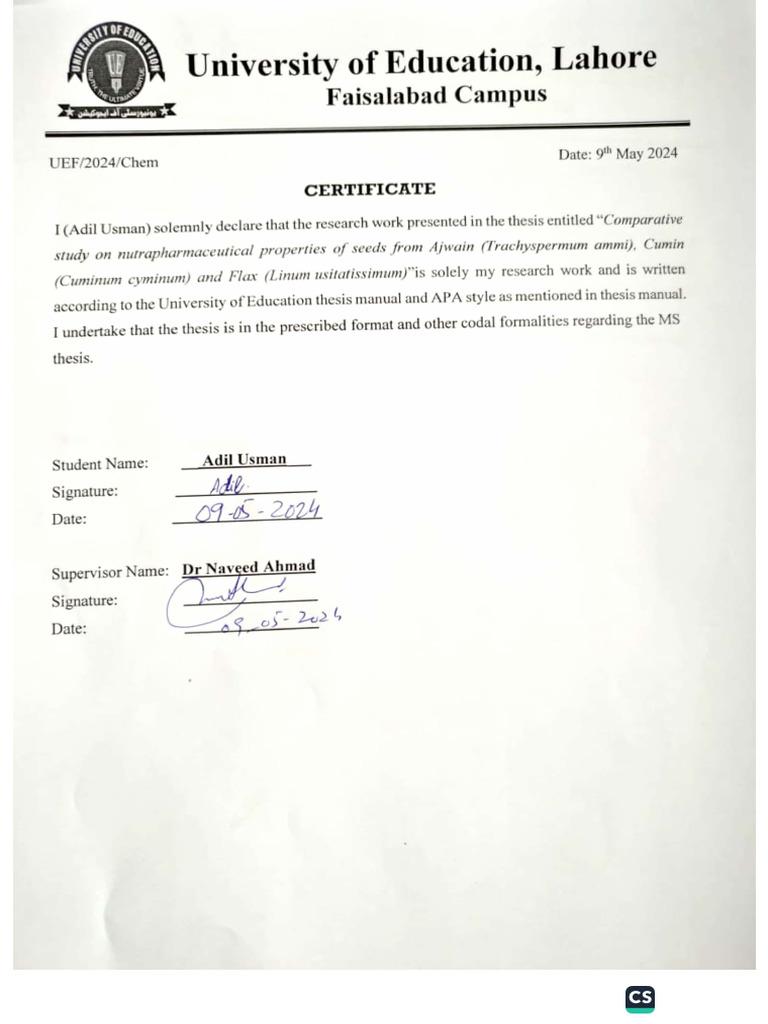 Adil Certificate MS Thesis | PDF