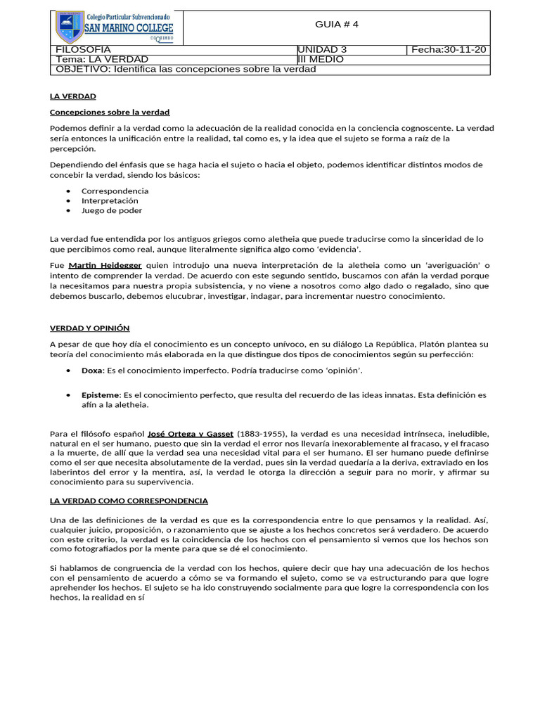 Actividad La Verdad 2 | PDF Actividad La Verdad 2 | PDF