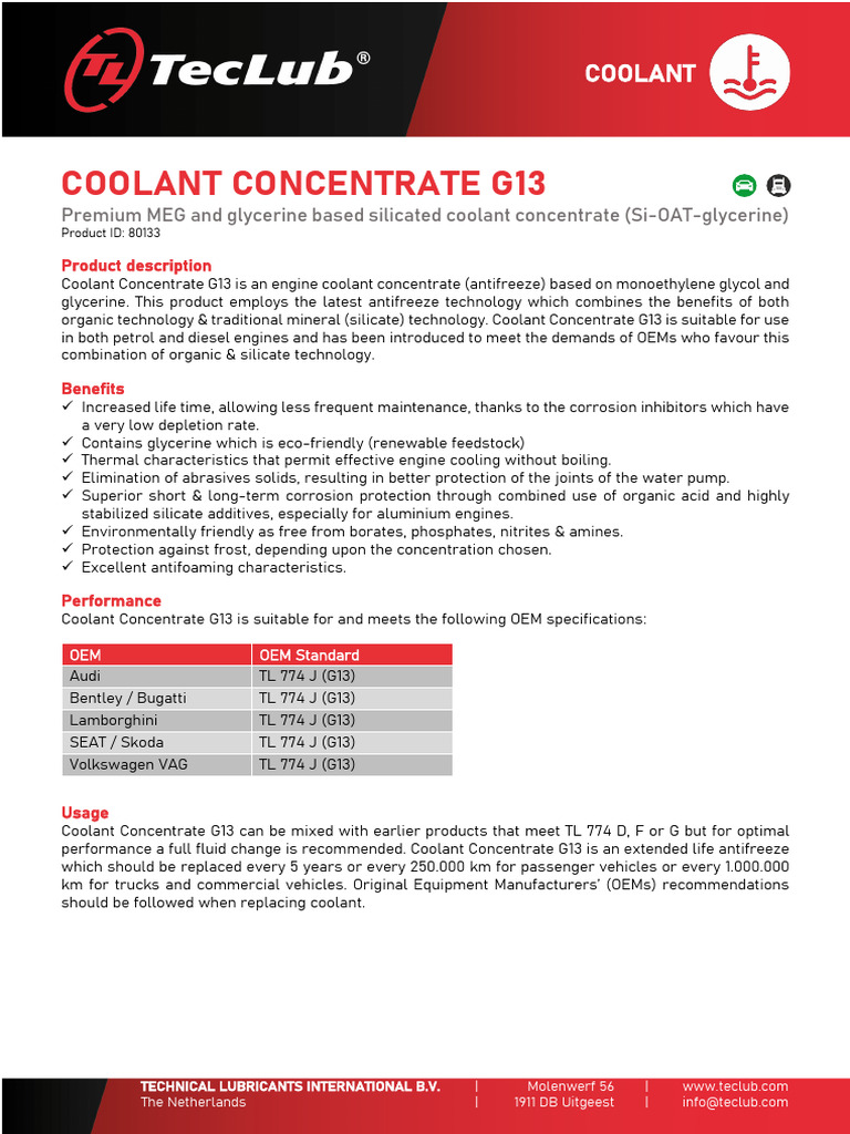 TD Coolant Concentrate G13 en v2 | PDF