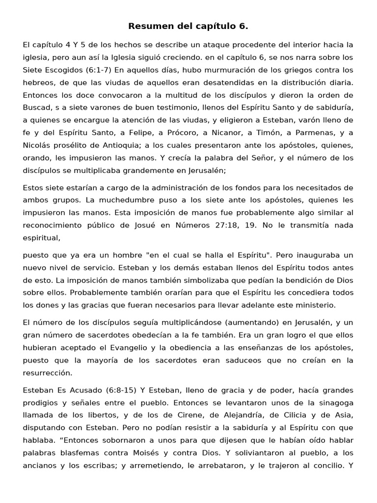 Hechos Cap 6 | PDF