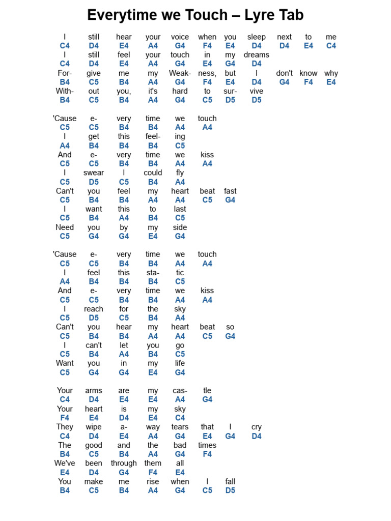 Everytime We Touch Lyre Pdf