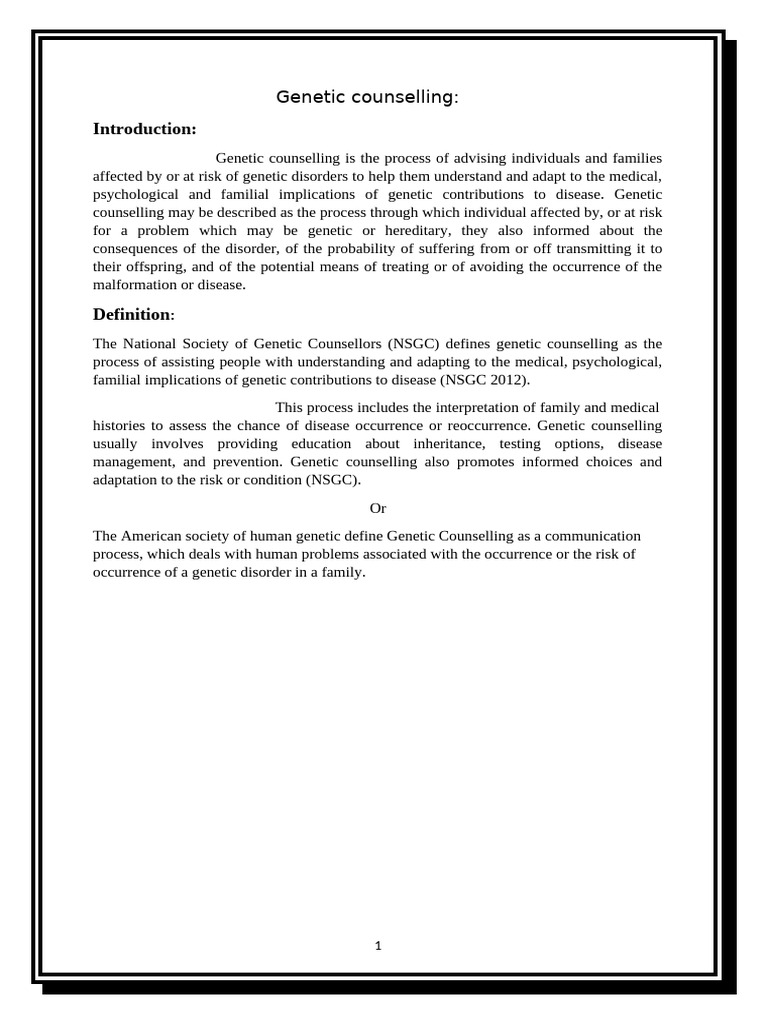 Genetic Counselling | PDF