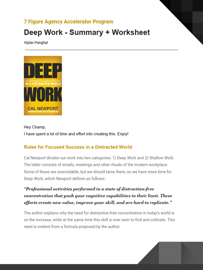 Deep Work Summary | PDF