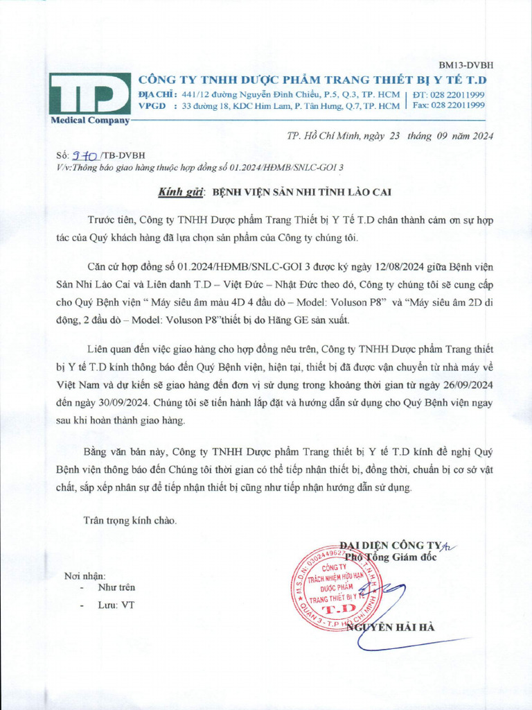 CV THONG BAO GIAO HANG | PDF