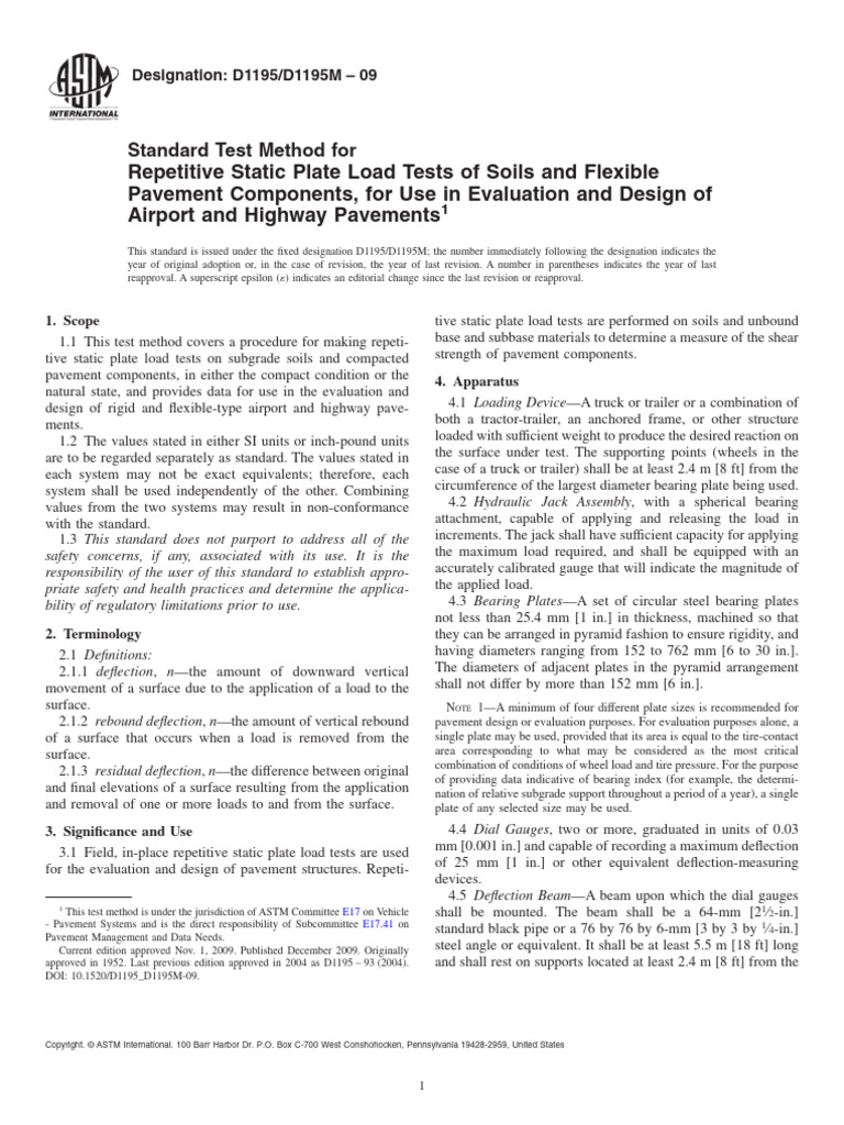 5-Astm D1196.1207960-1-Repetitive - Static Plate Load Test | PDF