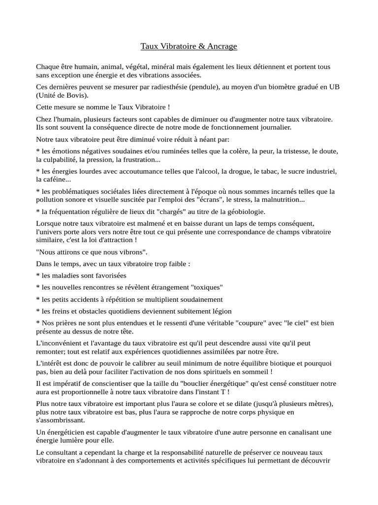Taux Vibratoire & Ancrage | PDF