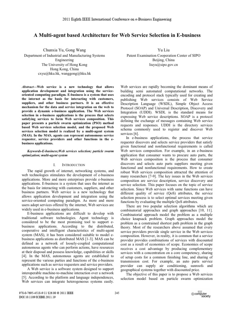 A Multi-Agent Based Architecture For Web Service Selection in E-Business | PDF