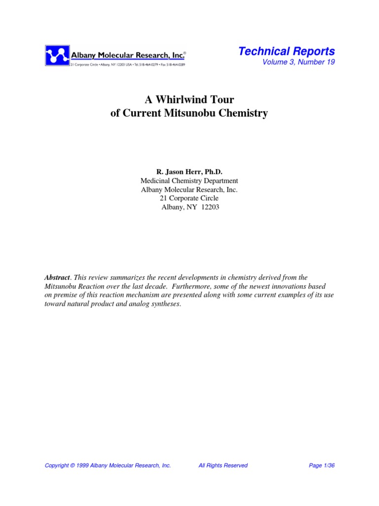 R. Jason Herr - A Whirlwind Tour of Current Mitsunobu Chemistry | PDF ...