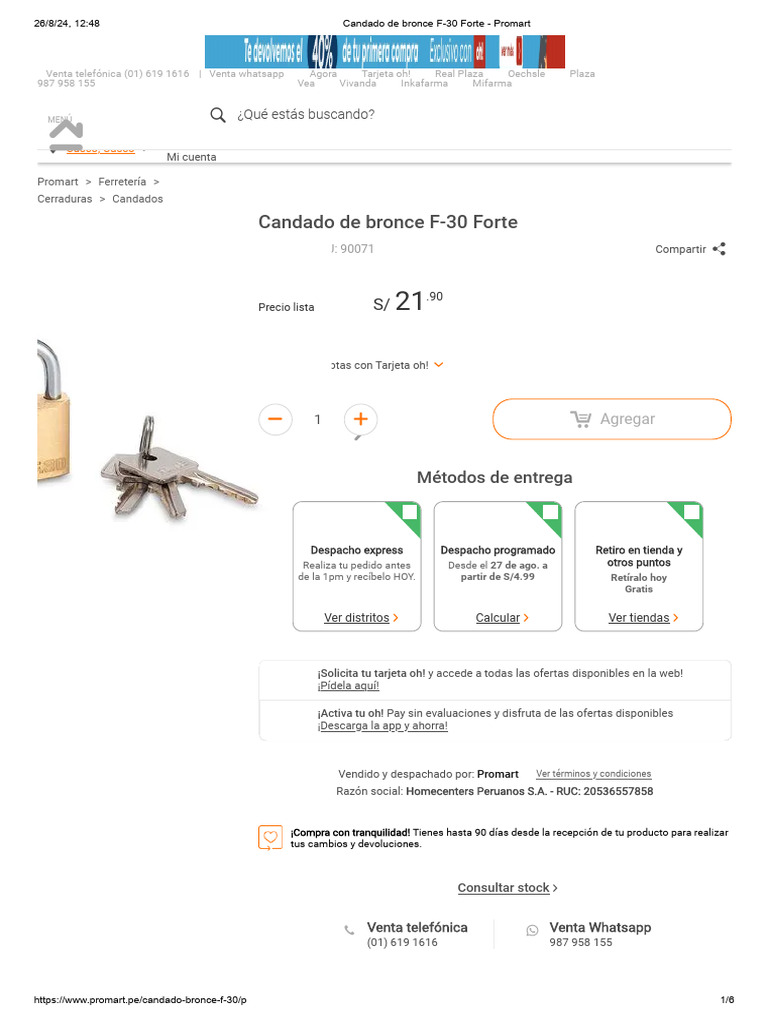 Candado de Bronce F-30 Forte | PDF