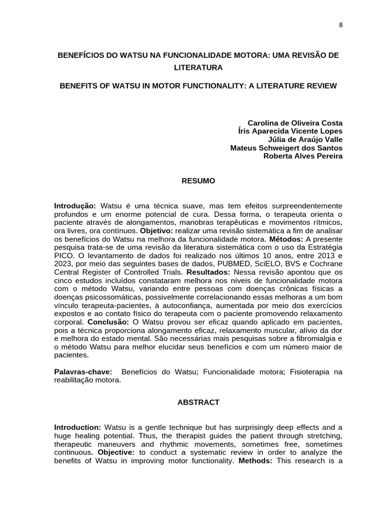 Revisão de Literatura - Watsu | PDF