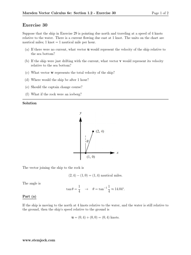 Exercise 30: Marsden Vector Calculus 6e: Section 1.2 - Exercise 30 | PDF