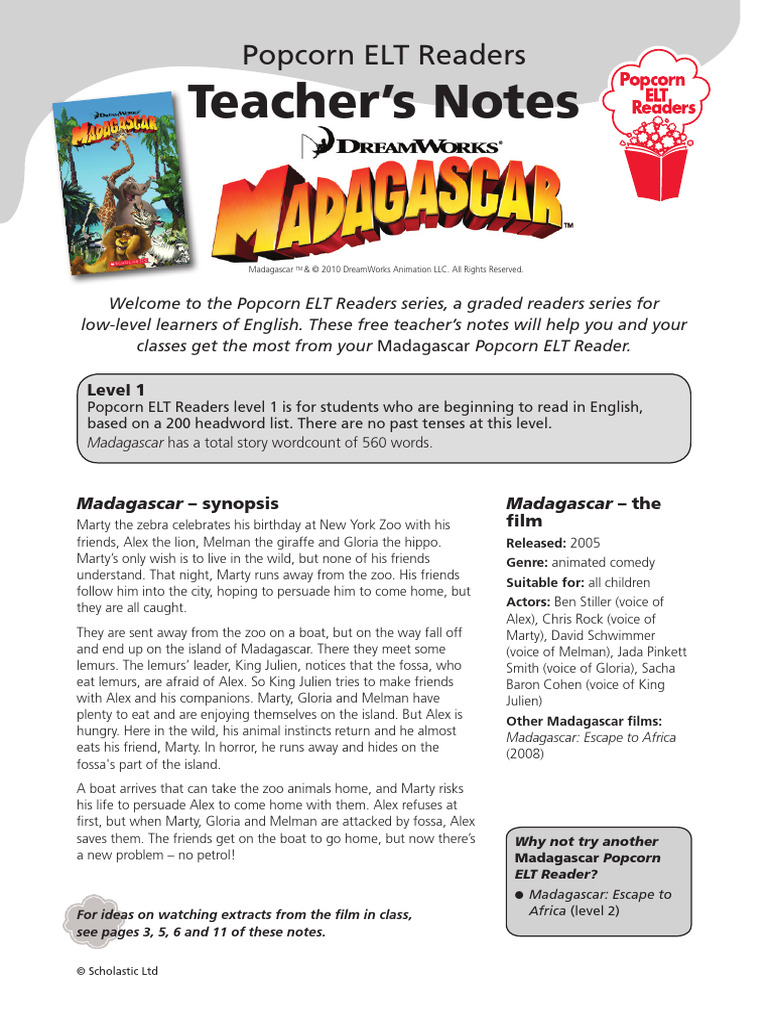 Popcorn Teachers Notes Madagascar 777261 | PDF