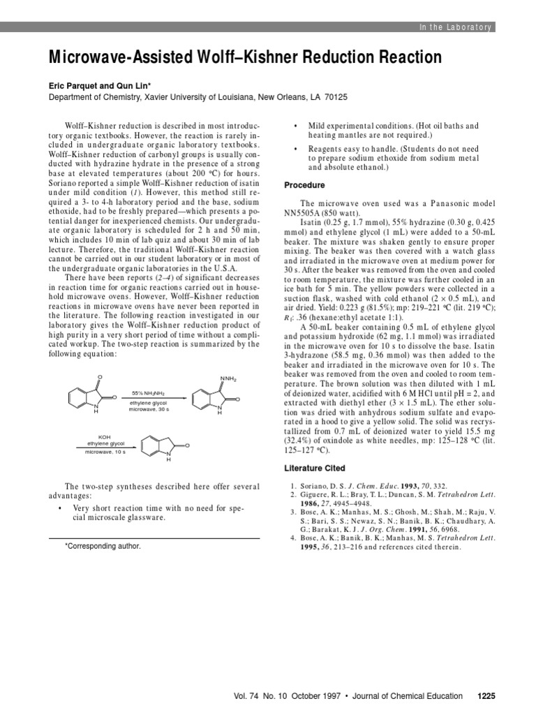 Eric Parquet and Qun Lin - Microwave-Assisted Wolff-Kishner Reduction ...