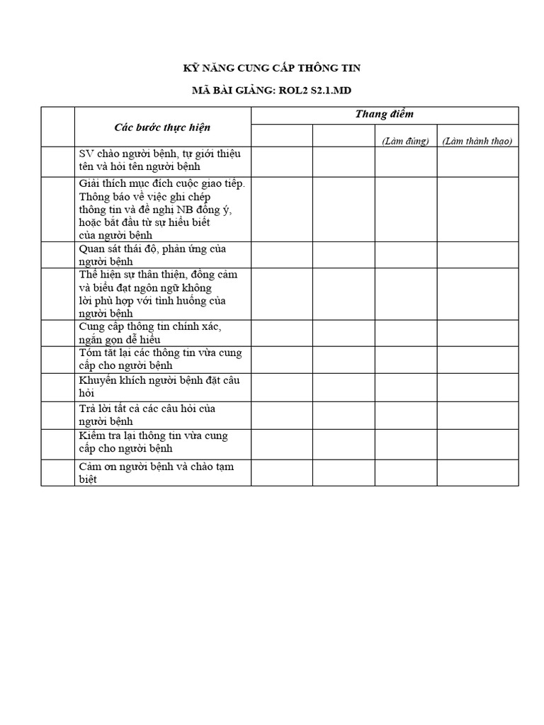 ROL2. KỸ NĂNG CUNG CẤP THÔNG TIN | PDF