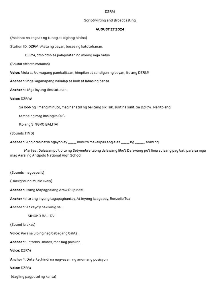 Filipino Radio Broadcasting Script PDF Free - Doc.docx - 20240823 ...