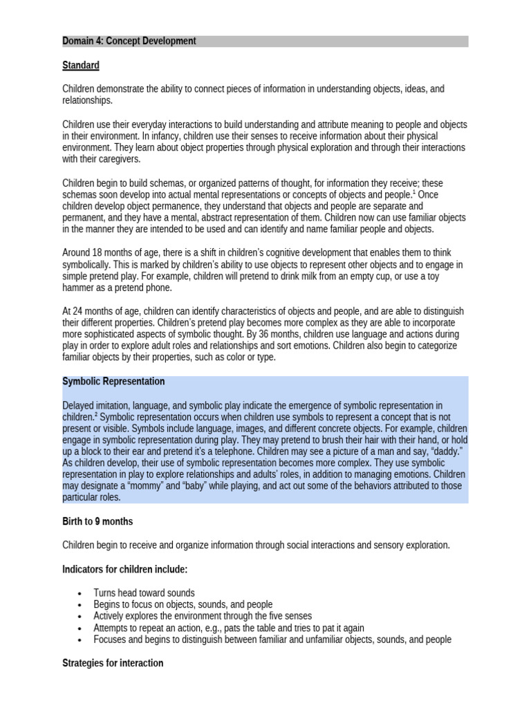 Developmental Domain 4: Concept Development | PDF