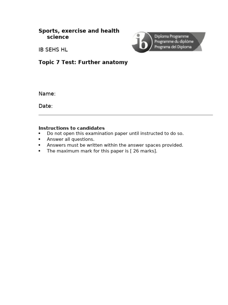 IB SEHS Unit 7 Questions Multiple Choice | PDF | Glucose | Wellness