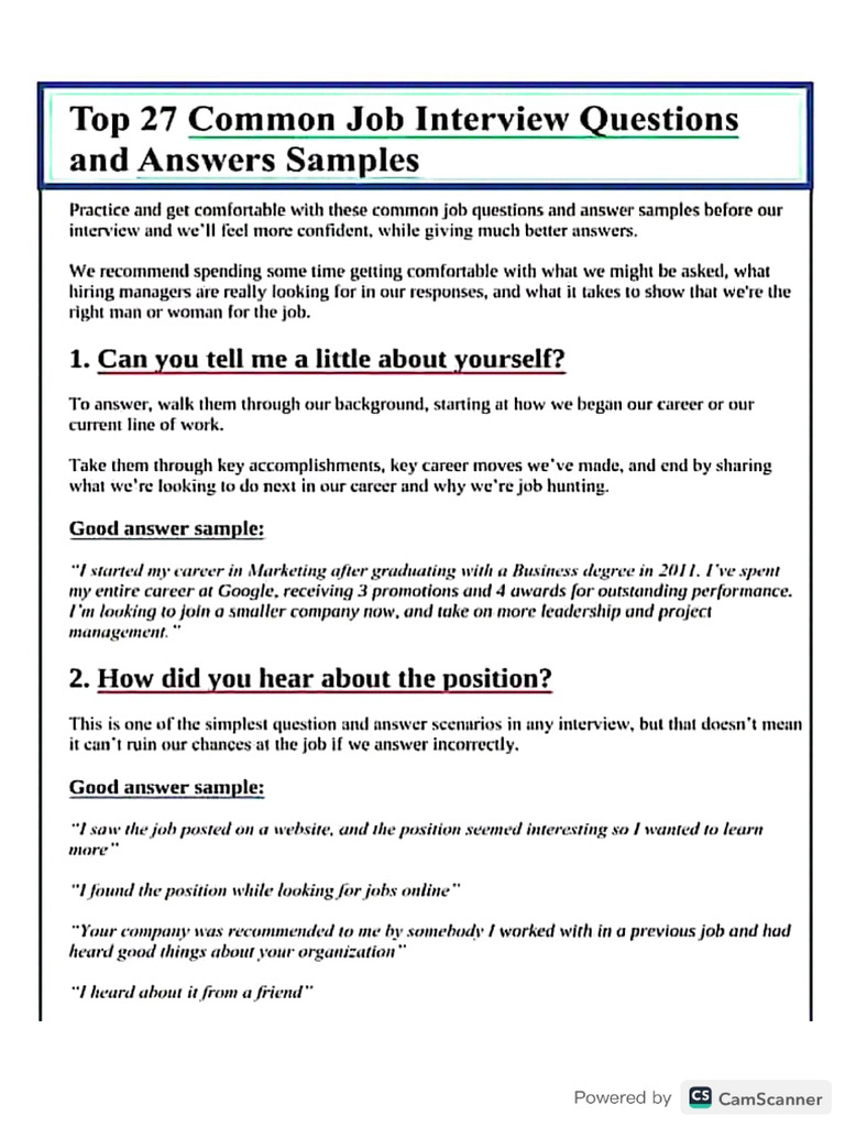 Correct Interview Answers | PDF