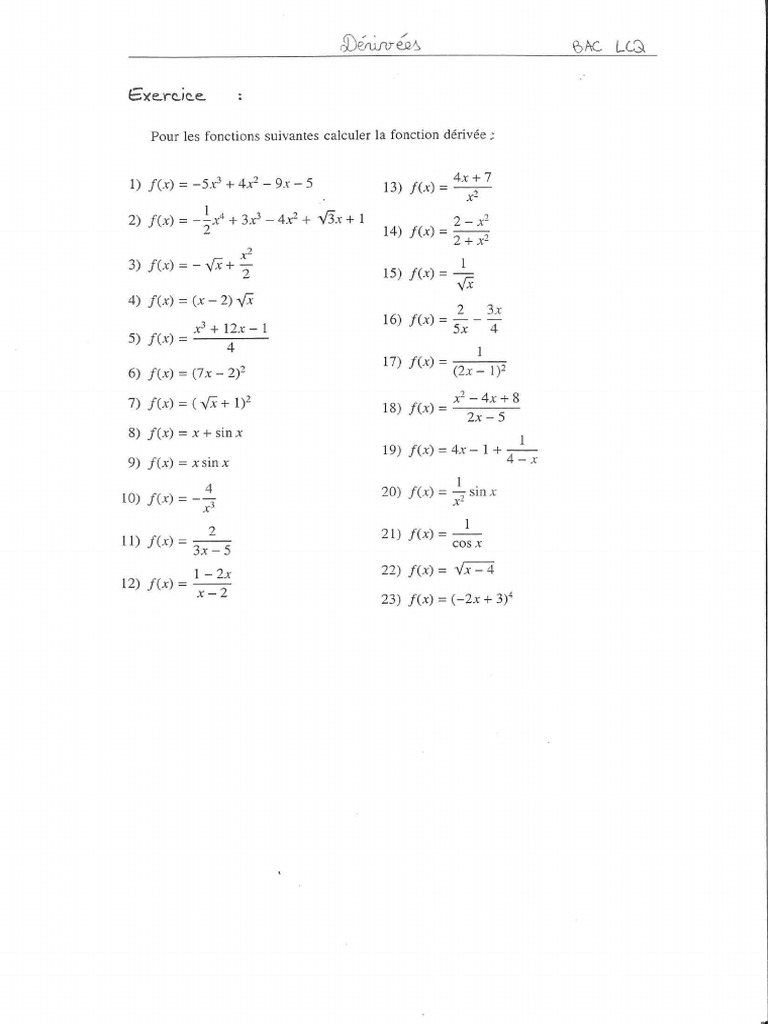 Exercice Derivees 2 | PDF