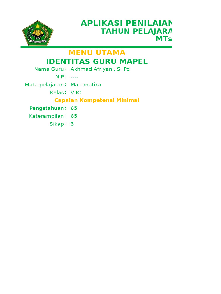 7C Nilai MTs A 2020-2021 MTK | PDF