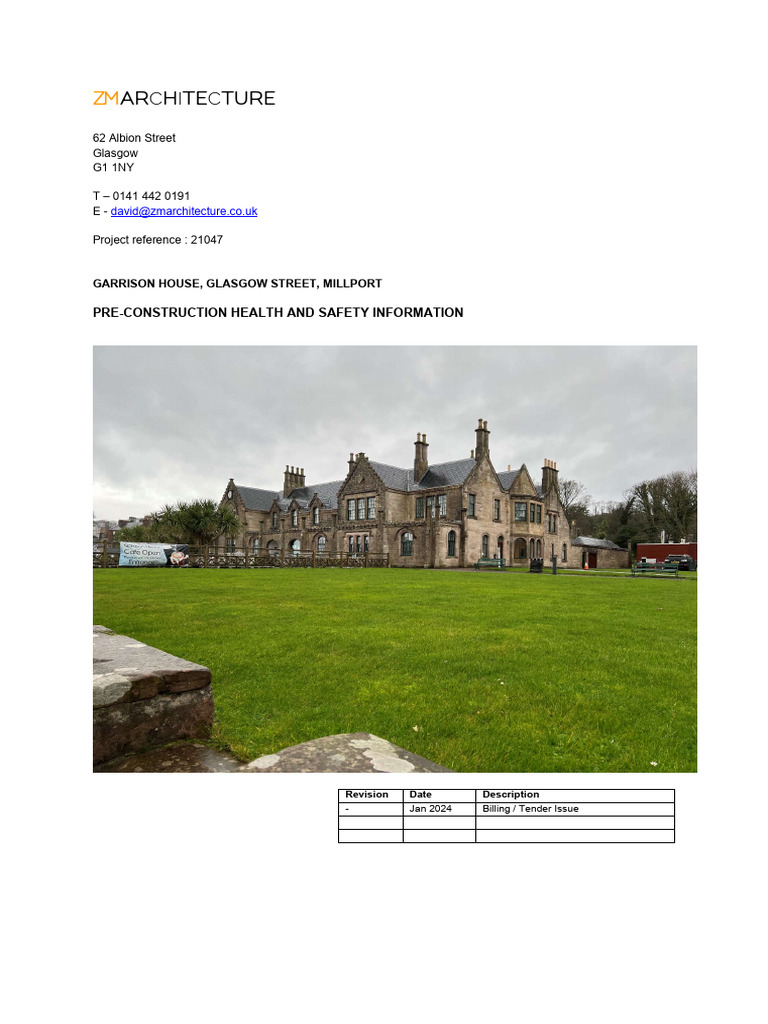 Garrison House - Pre-Construction Health and Safety Information Pack | PDF