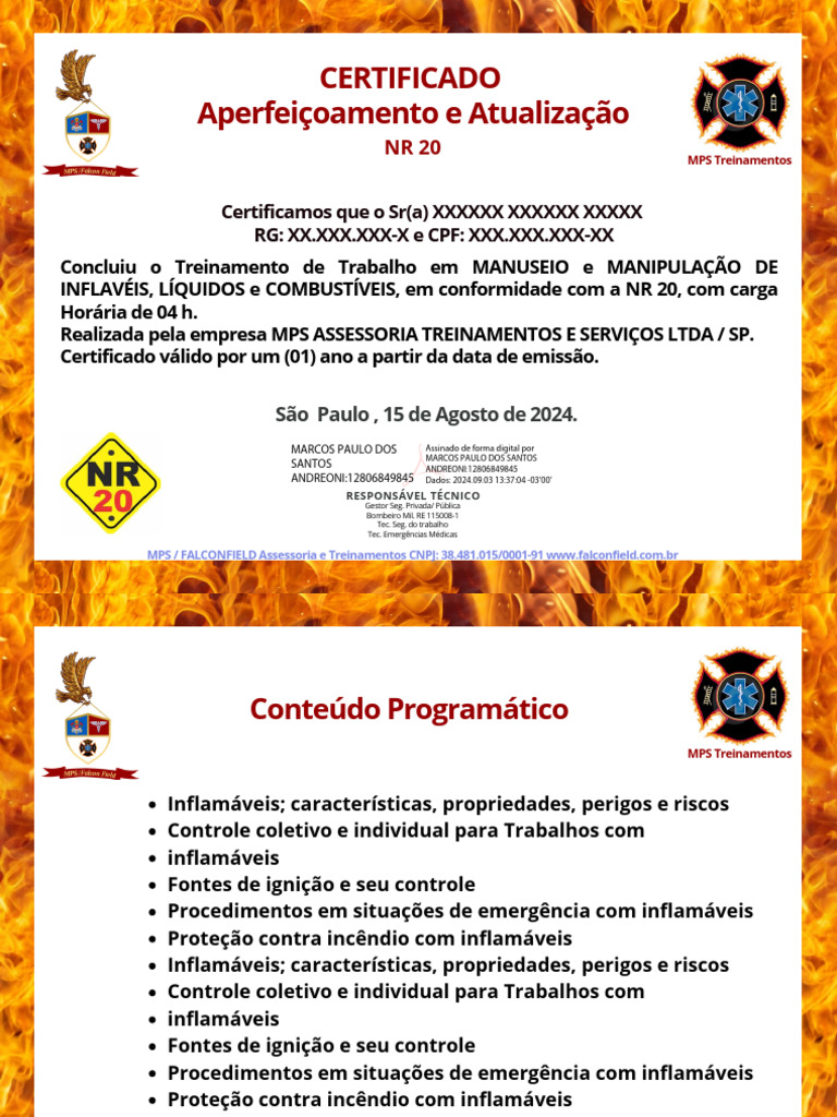 Certificado NR 20 A4 Ass | PDF