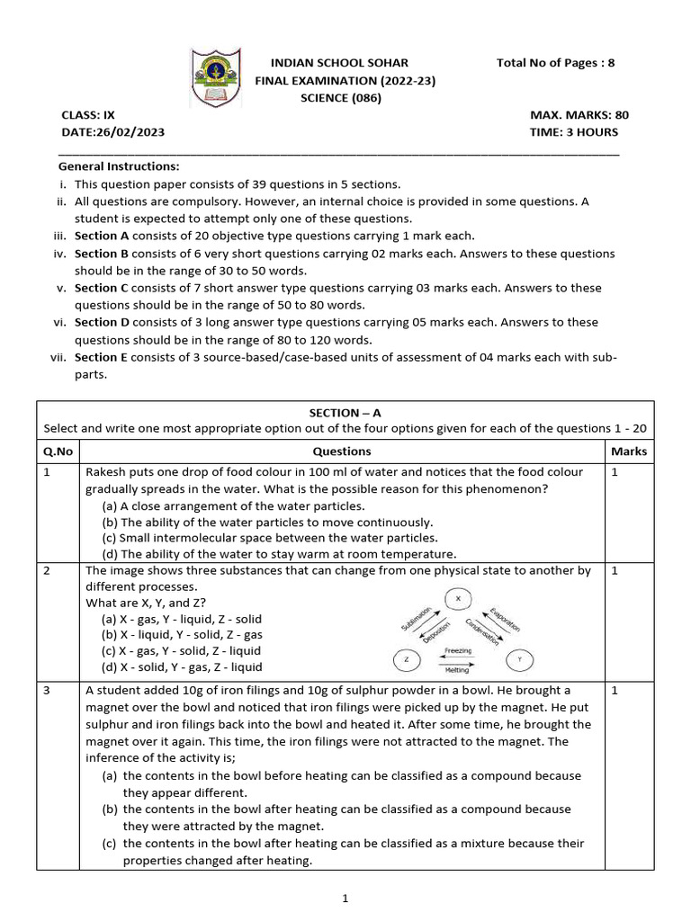 Class Ix Final Science 2022-23 | PDF