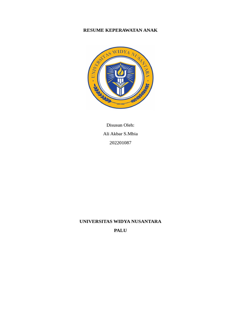 Resume Keperawatan Anak Ali Akbar S.mbia | PDF
