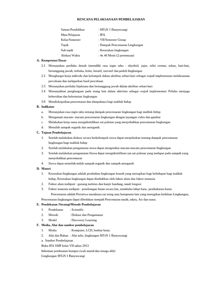 IPA - VII - Semester II - SITI ISMAWIYAH - Dampak Pencemaran Lingkungan | PDF