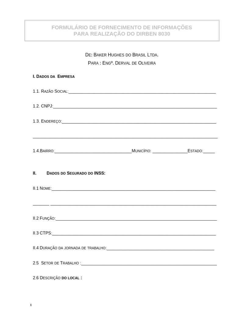 Formulário para DSS 8030 | PDF