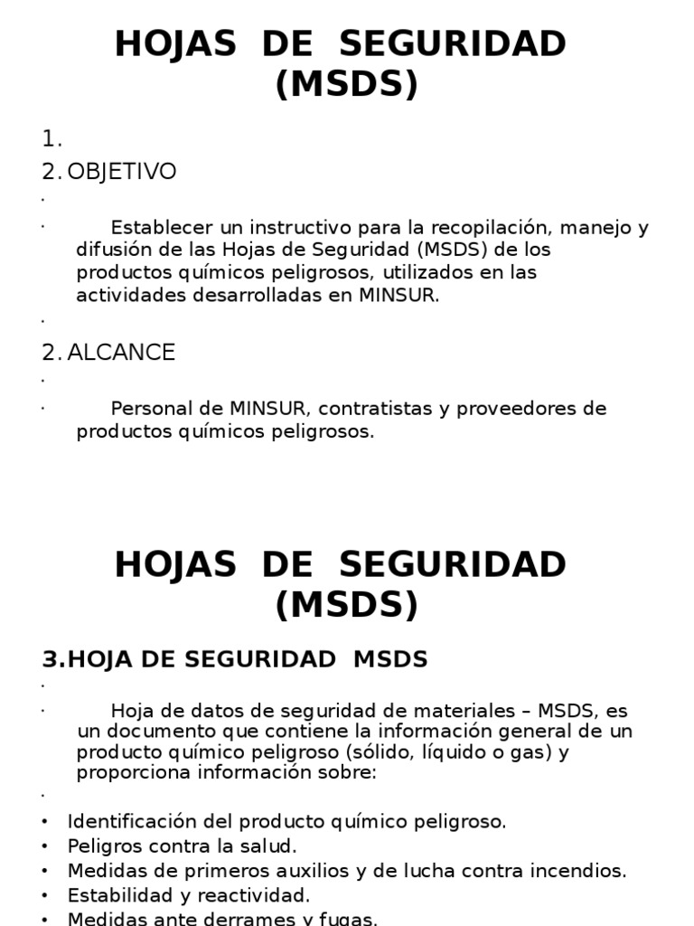 Hojas de Seguridad (MSDS)