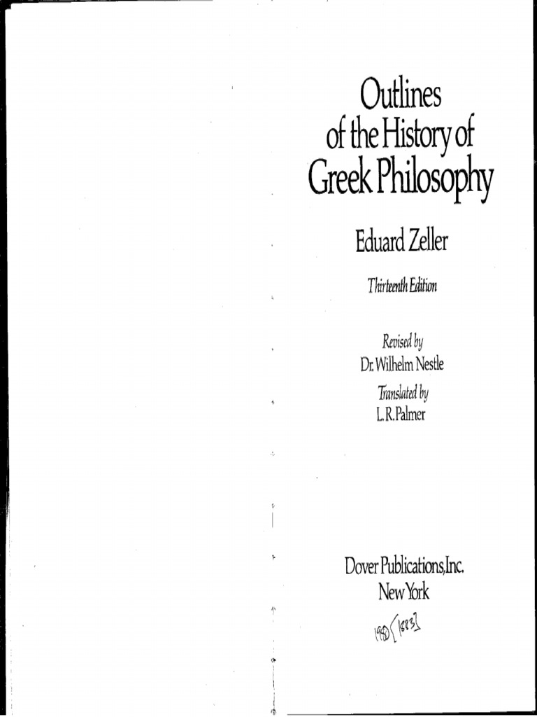 OAK 1 Zeller's Outlines of Greek Philosophy | PDF