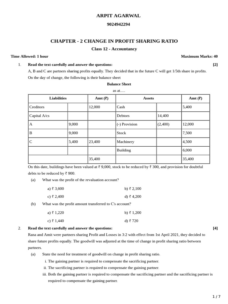 Chapter 2 Change in PSR Test Paper | PDF