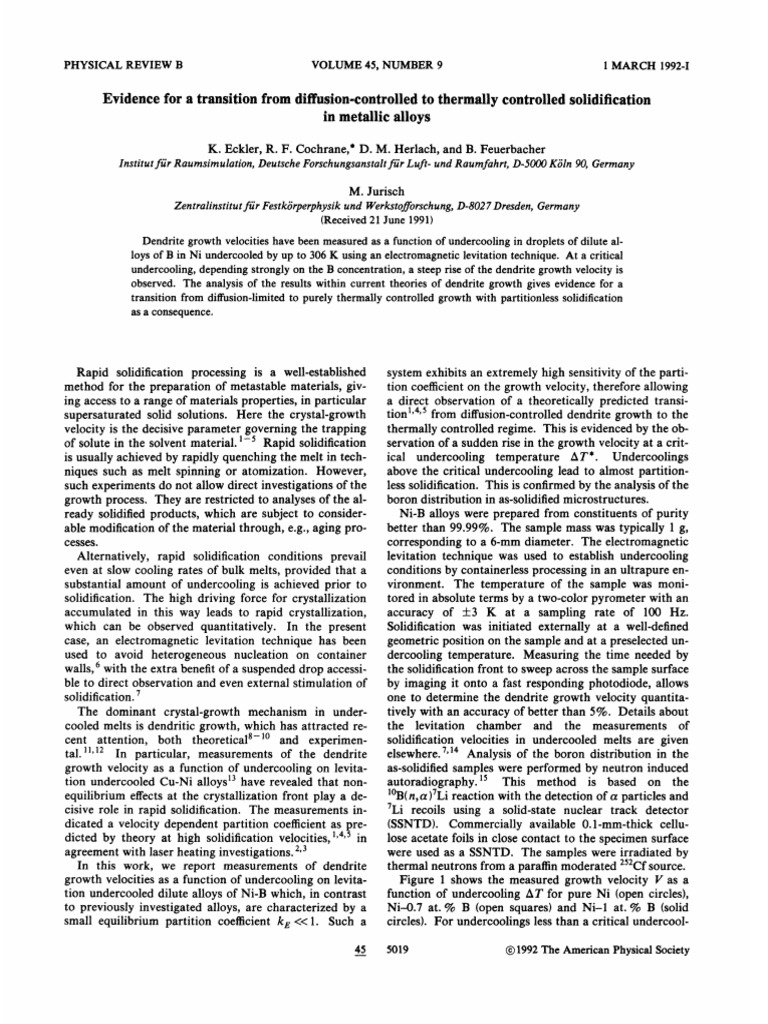 Evidence For A Transition From Diffusion-Controlled To Thermally ...