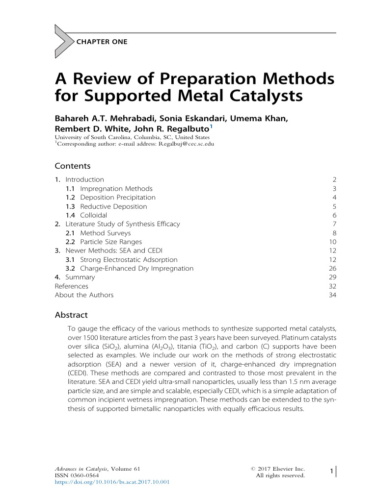 A Review of Preparation Methods For Supported Metal Catalysts | PDF