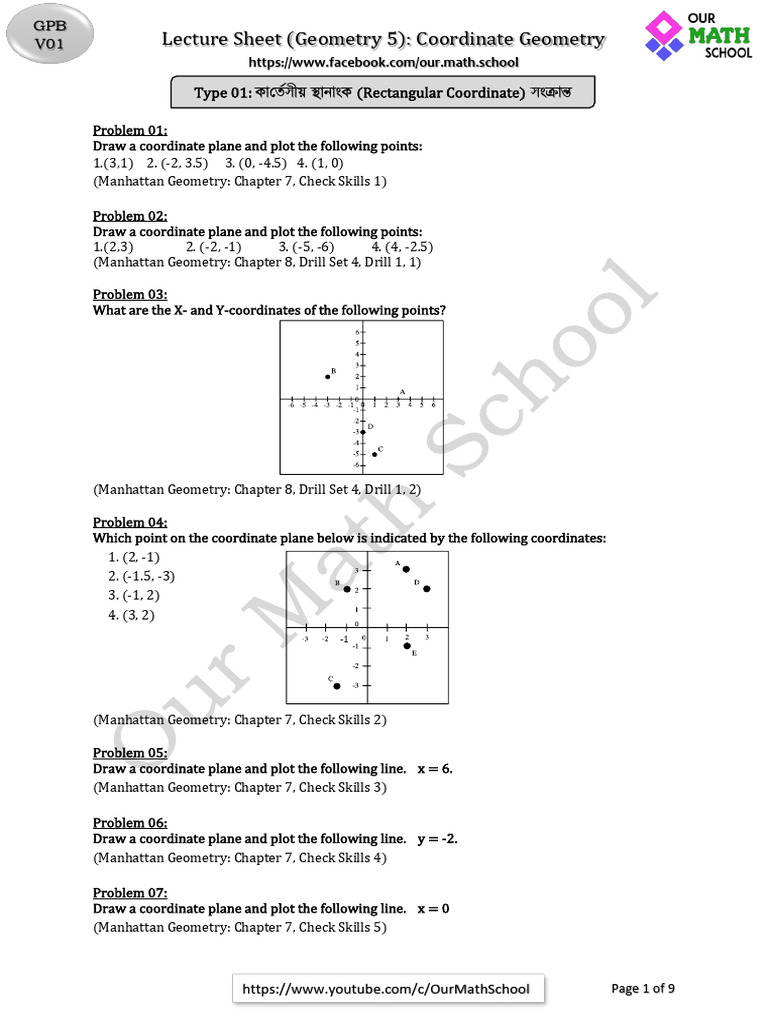 Lecture Sheet GM5 GPB V01 Coordinate Geometry | PDF