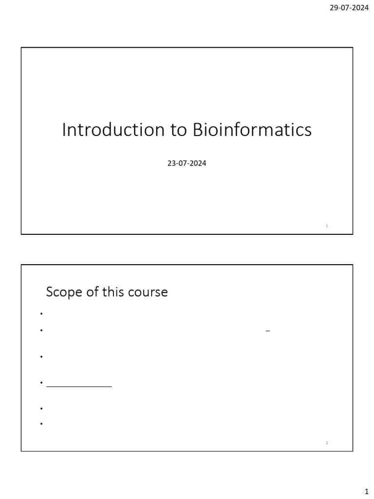 Introduction to Bioinformatics | PDF