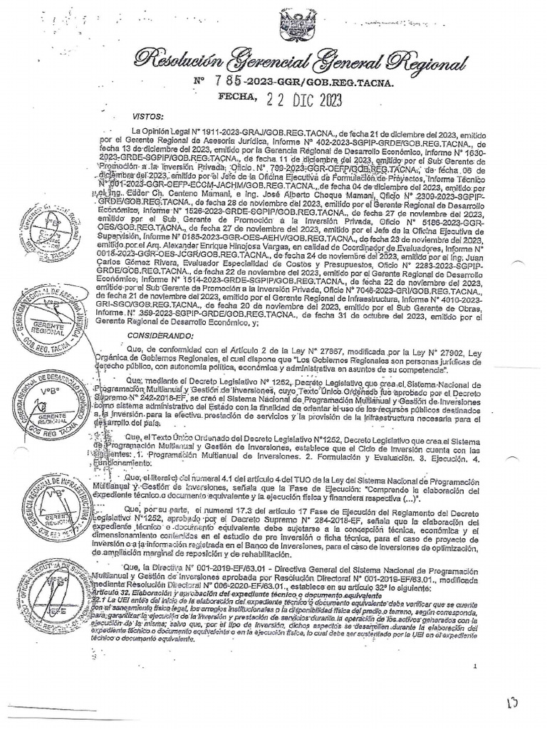 RGGR Nro 0785-2023 APROBACION CAMINOS DEL INCA | PDF