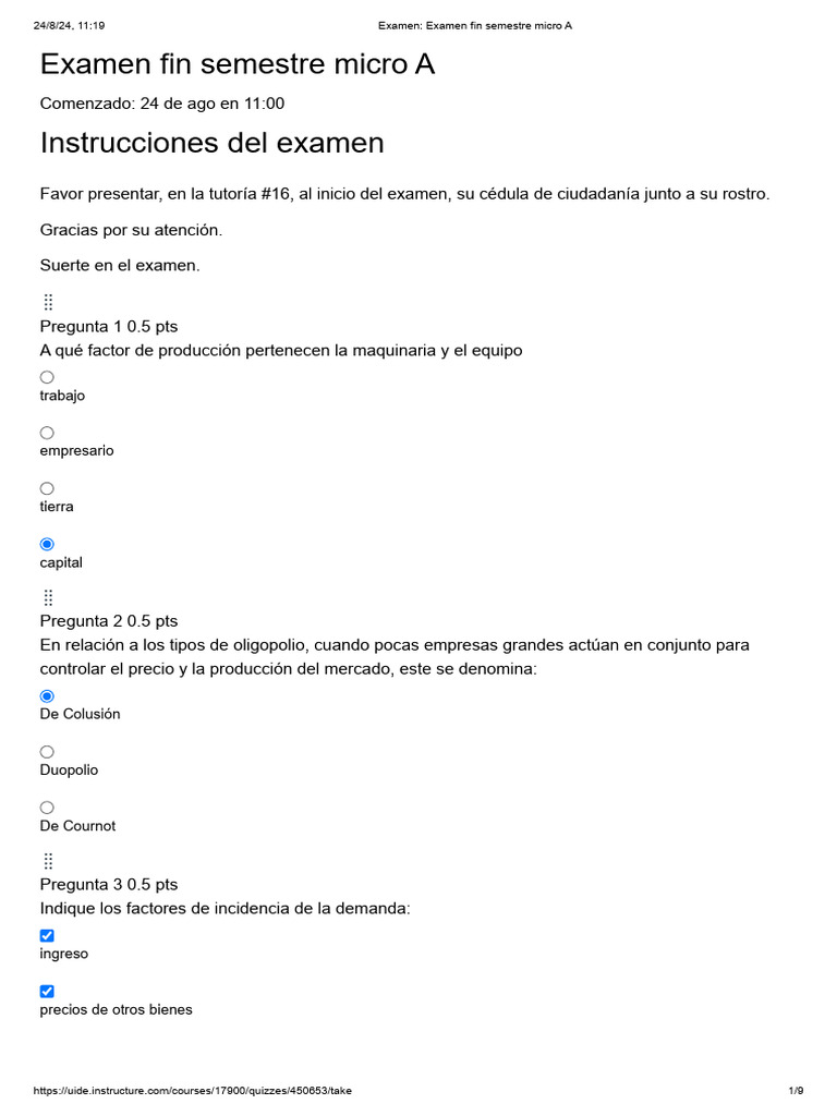 Examen - Examen Fin Semestre Micro A | PDF