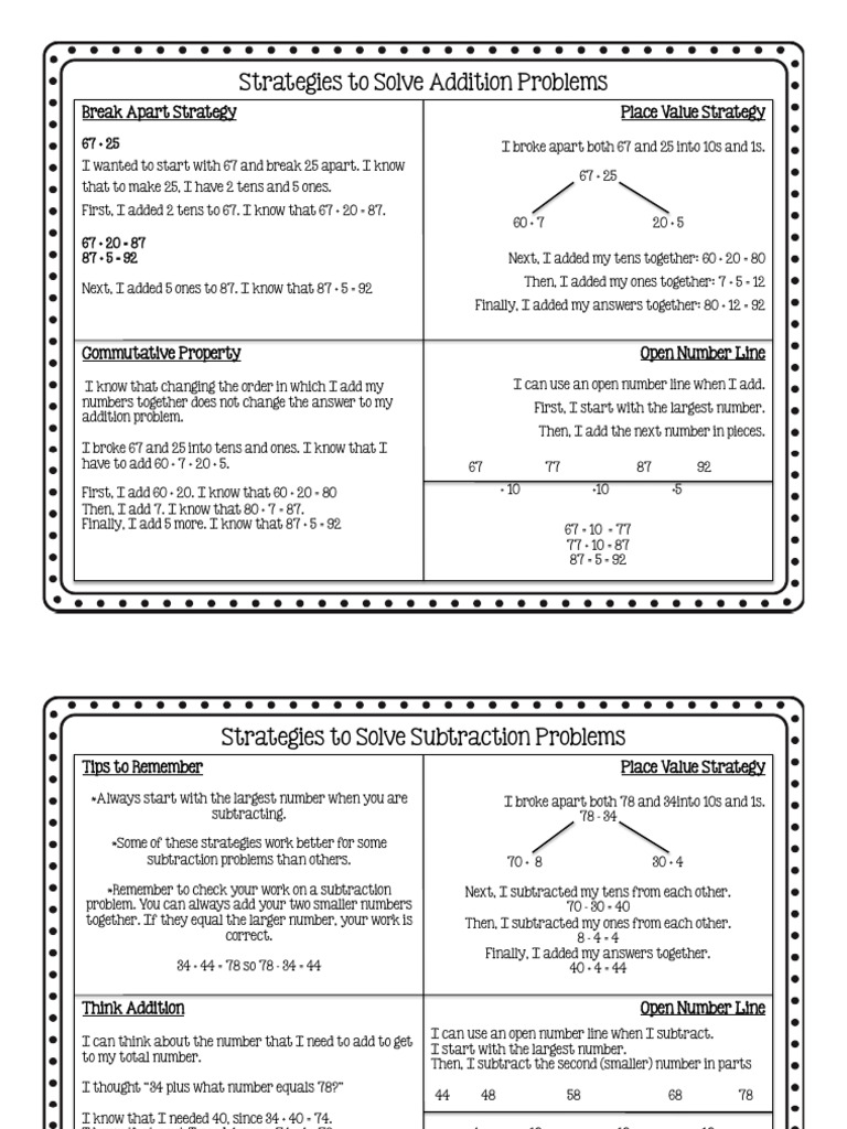 Strategies To Solve Addition Problems: Break Apart Strategy Place Value ...