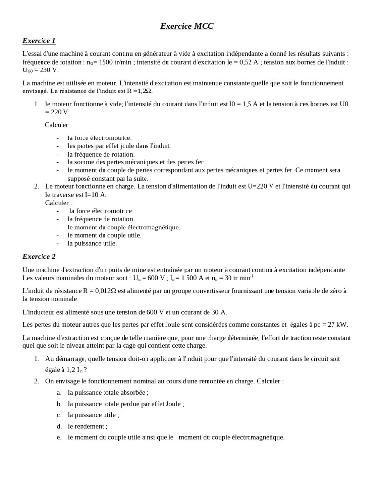 Exercice MCC | PDF