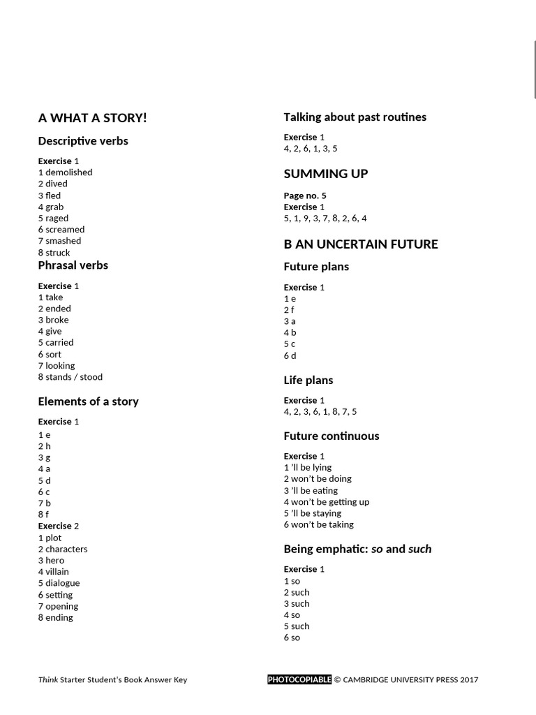 Think L4 Workbook Answer Key | PDF