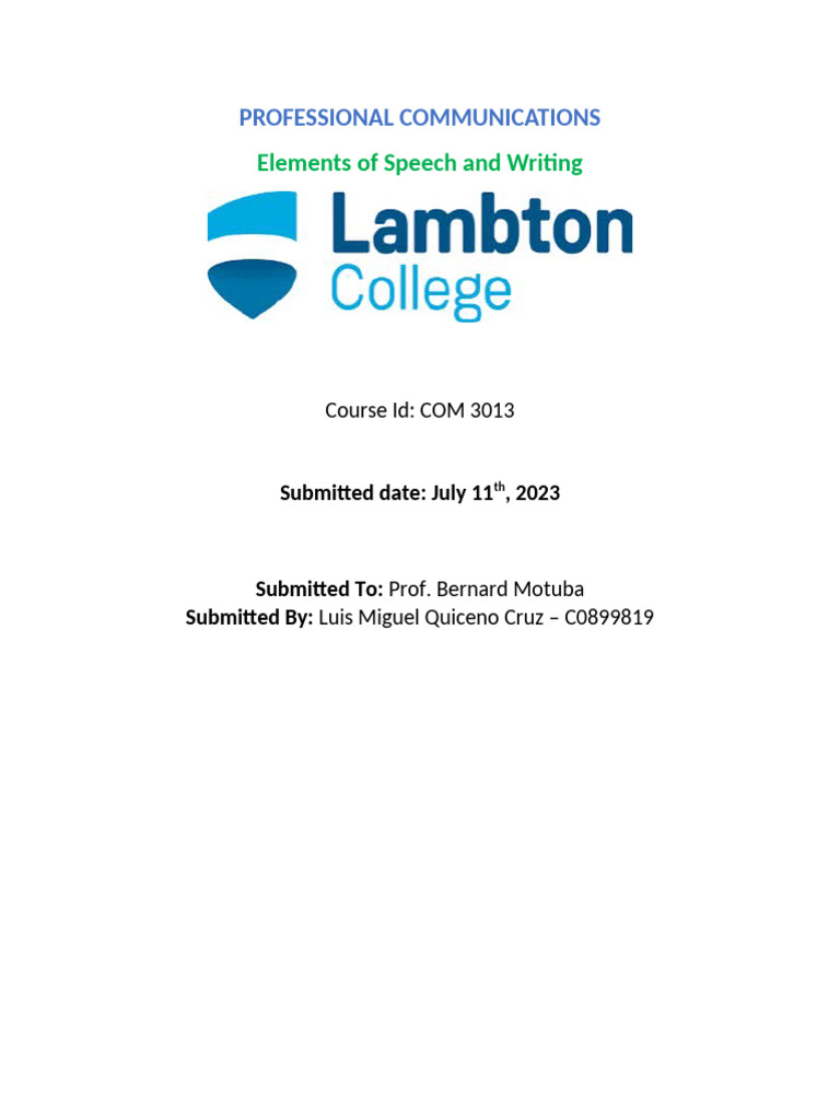 Elements of Speech and Writing - Lesson 2 Assessments | PDF