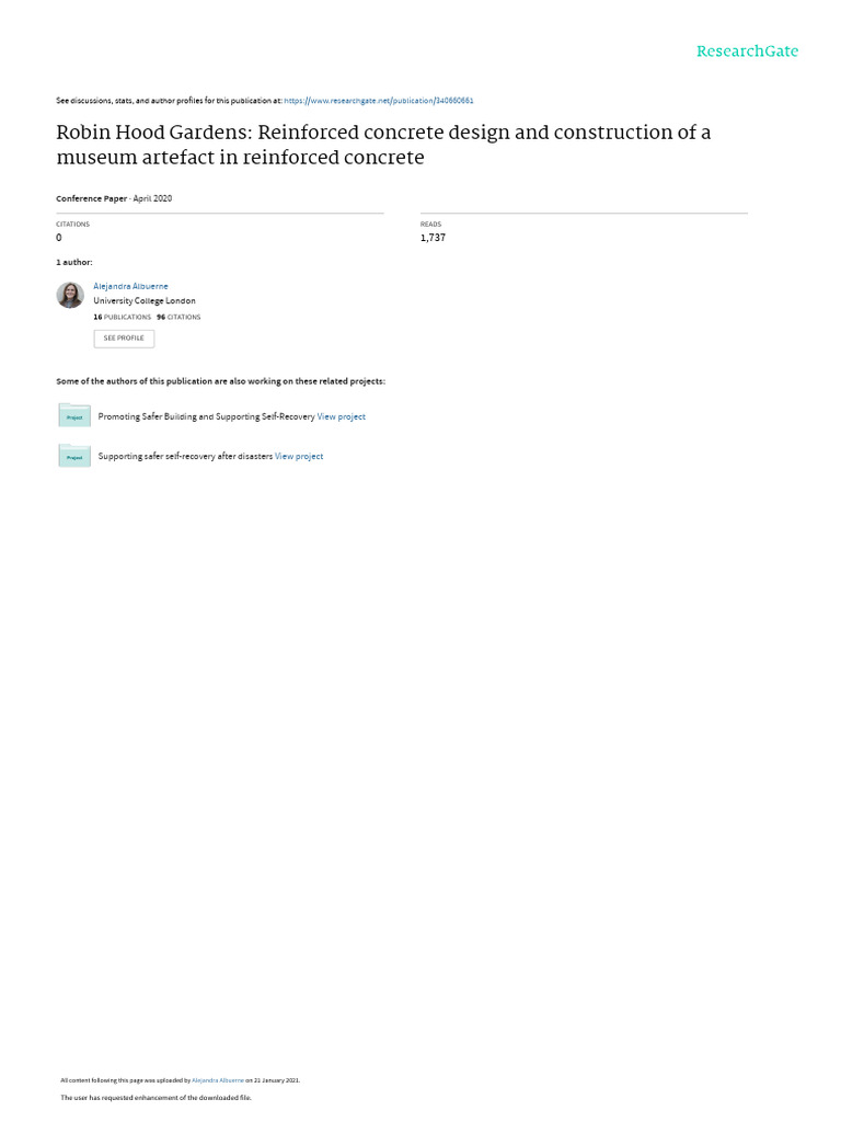 Robin Hood Gardens: Reinforced Concrete Design and Construction of A Museum Artefact in ...