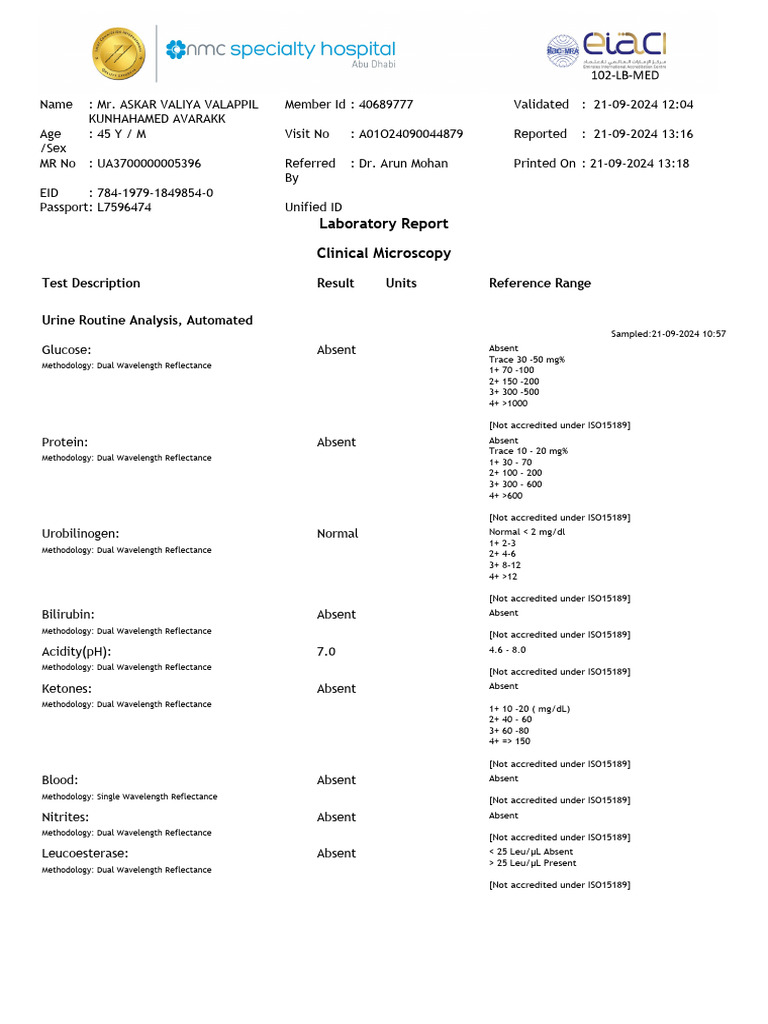 Urine Routine Analysis, Automated | PDF