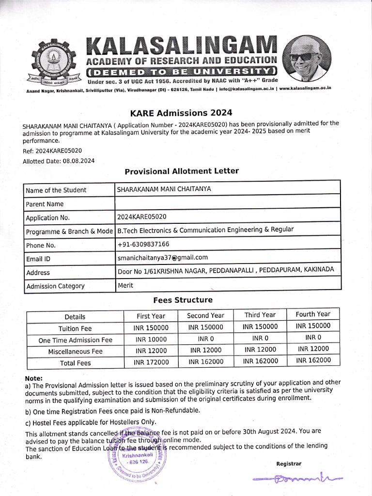 Provisional Letter | PDF